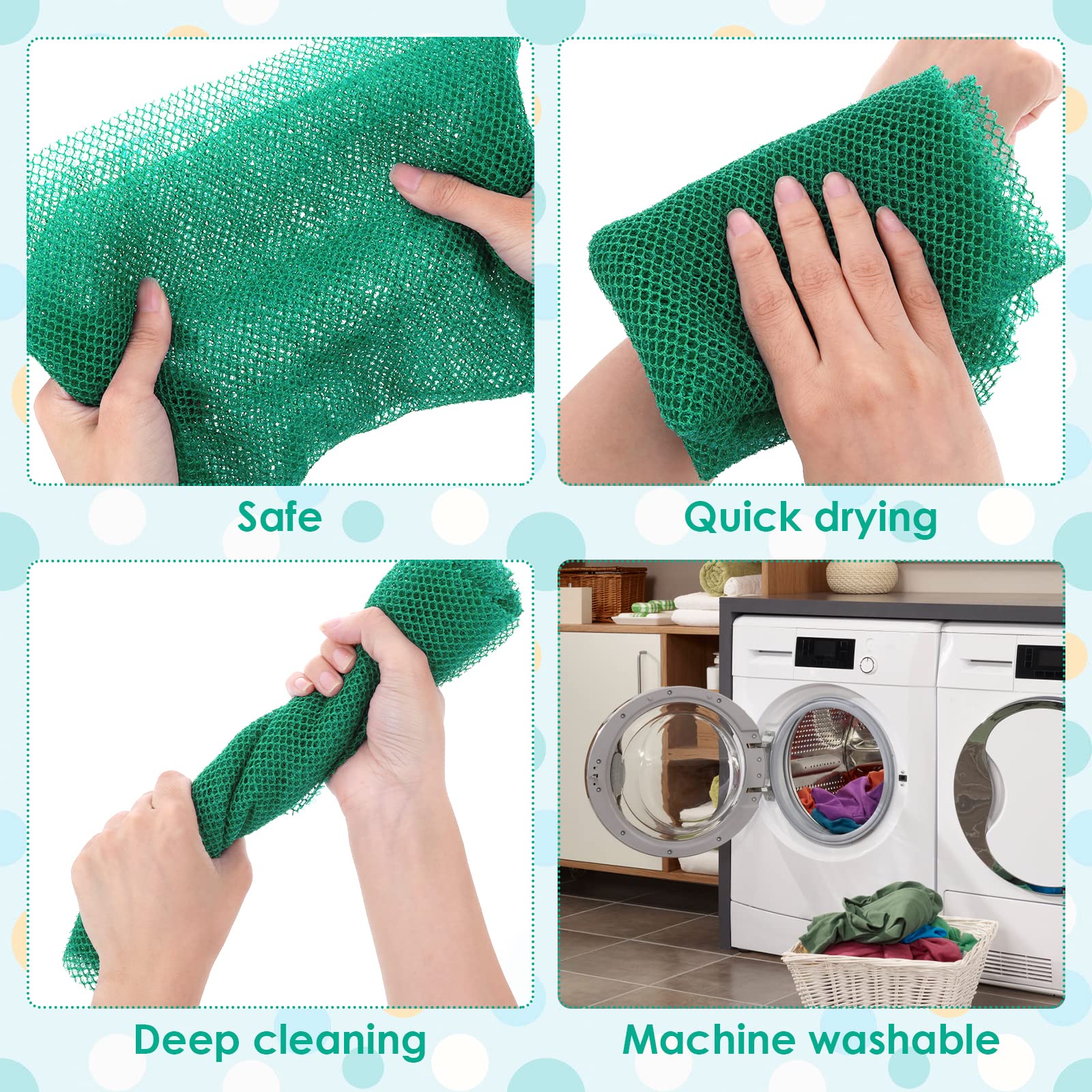 Sibba Net Bath Sponge, African Net Long Bath Net Sponge, Exfoliating Shower Body Scrubber, Elasticity Back Scrubber Skin Smoother for Daily Use (Green)