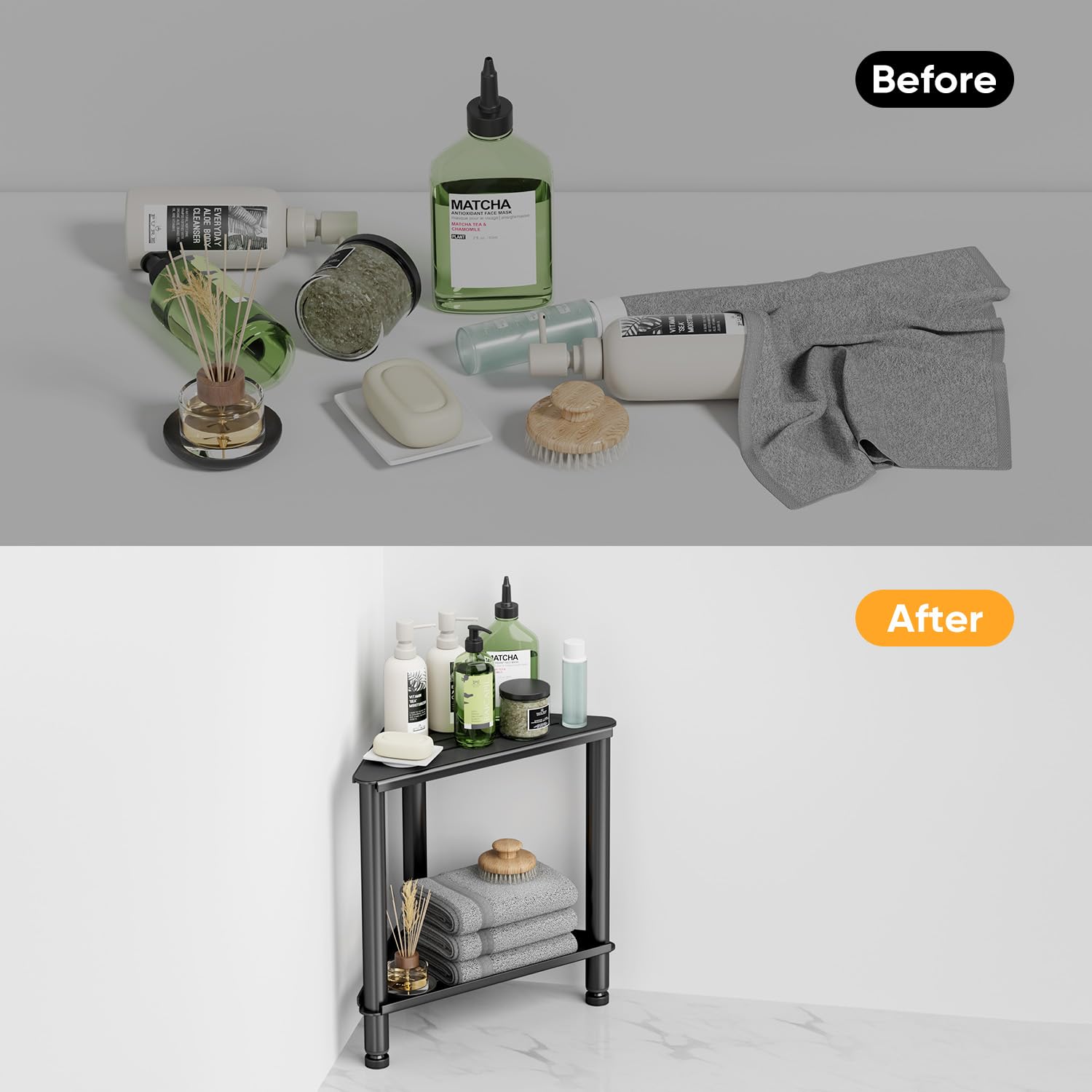 XJJX Metal Corner Shower Stool for Shaving Legs,Shower Bench for Inside Shower,Corner Shower Bench with Storage Shelf,Shower Foot Rest Bench Suitable for Small Shower Spaces