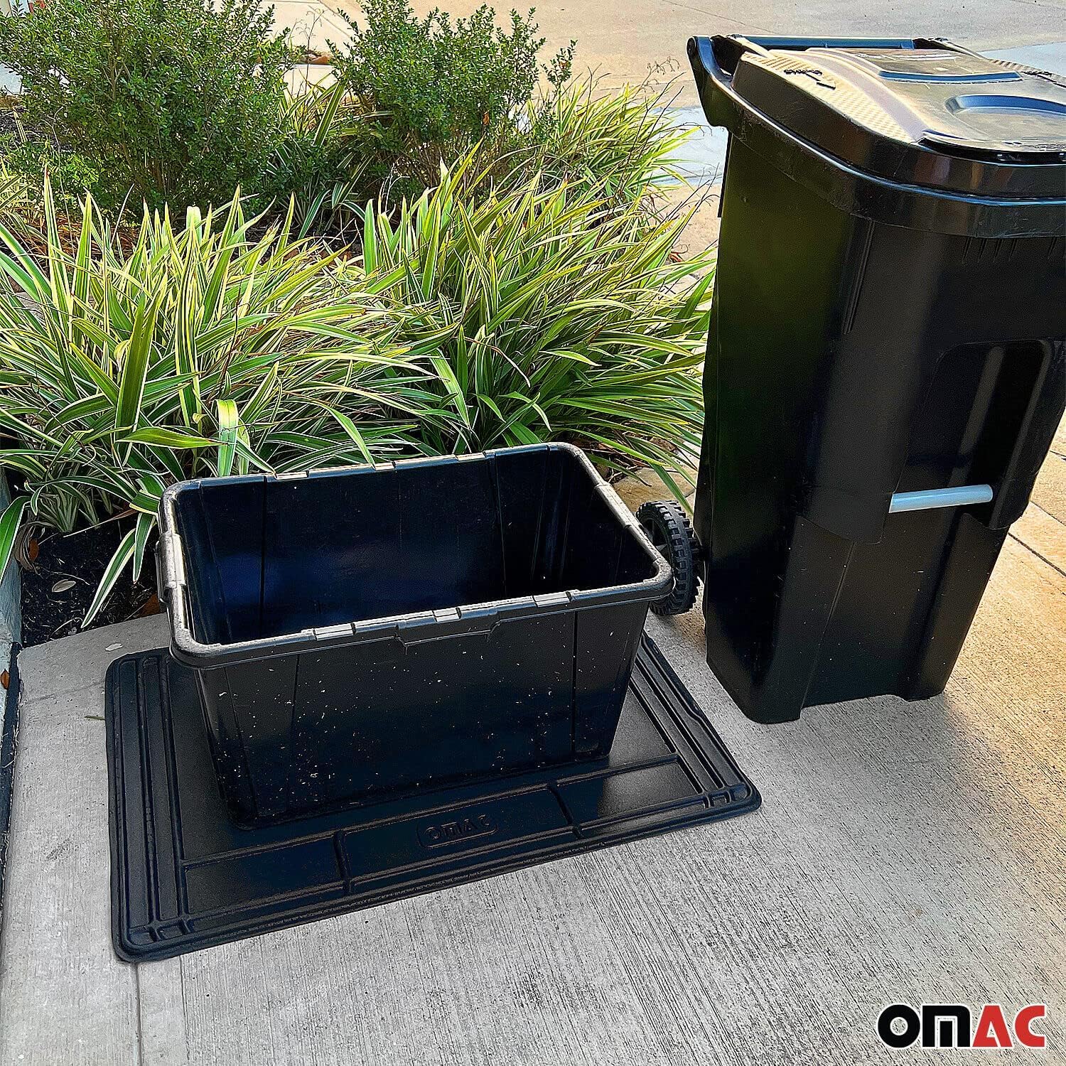 OMAC Under The Sink Mat, Trimmable, 34.6 x 22.4 inch, Waterproof, Cabinet Liner Protector for Kitchen and Bathroom, Undersink Tray, Rubber, Black