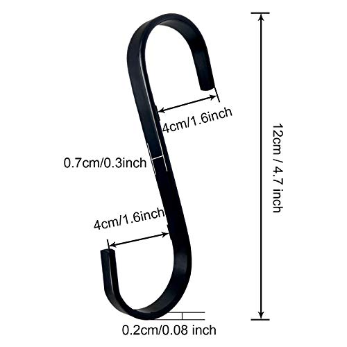 WEYEEN 10PCS Black S Hooks 4.3 inch,Heavy Duty S Hooks for Hanging Plants Outdoor Kitchenware Pan Pots Utensils Closet Clothes Bags Towels Kitchen Hooks Hanger