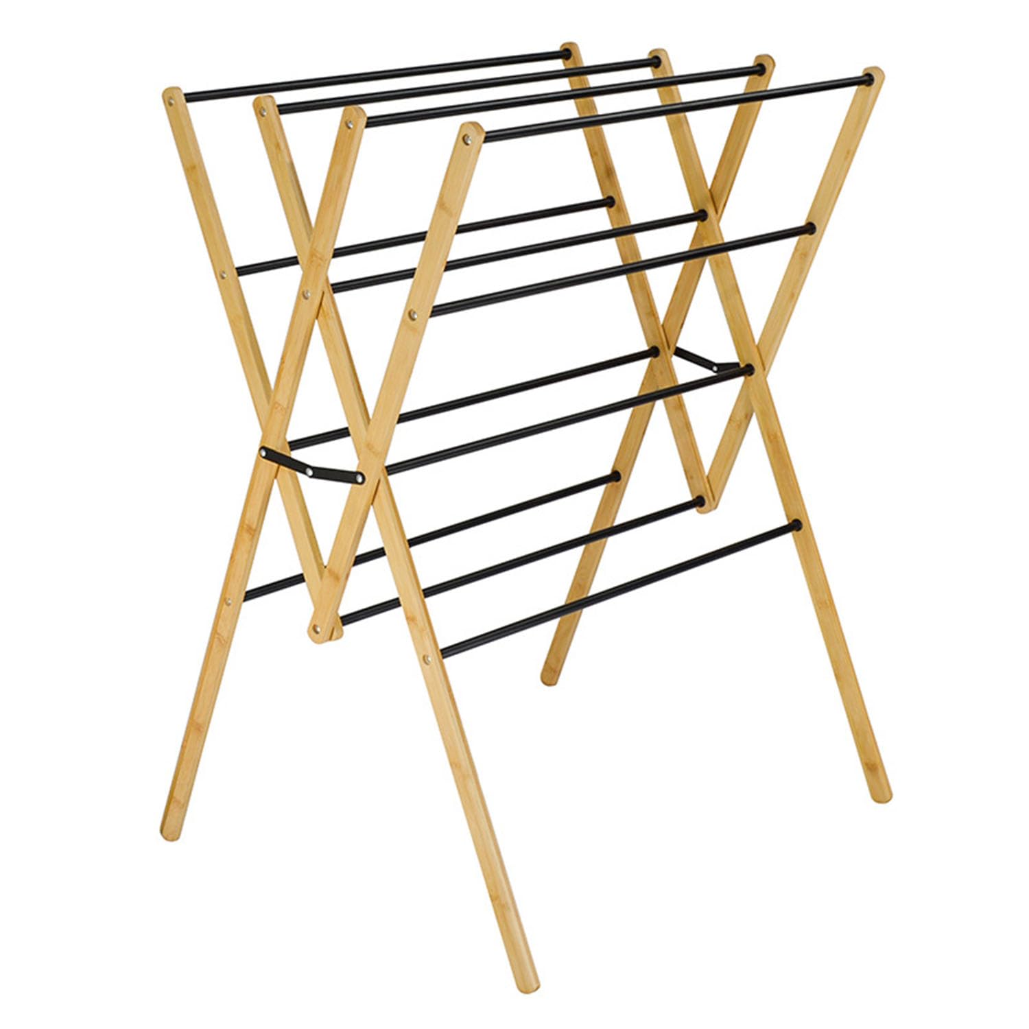 XJLXJH Folding Clothes Airer, Indoor Clothes Drying Rack Winged Clothes Airer Bamboo and Wood Four-Layer Drying Rack