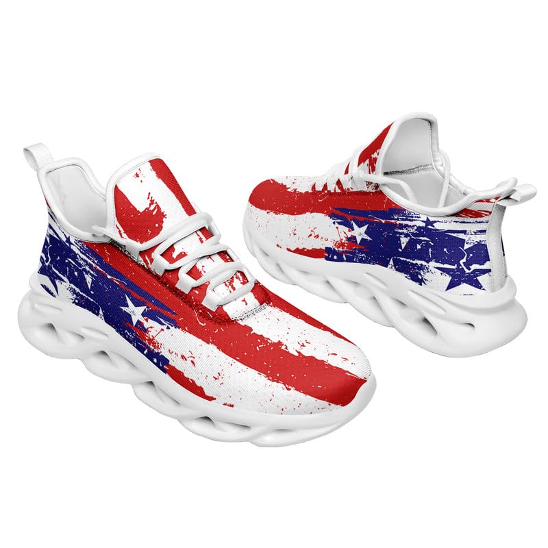 Men's Mesh Running Shoes: American Flag Patterns for Patriotic Enthusiasts and Veterans, Lightweight Breathable Tenis Sneaker Ideal Gift for Dad
