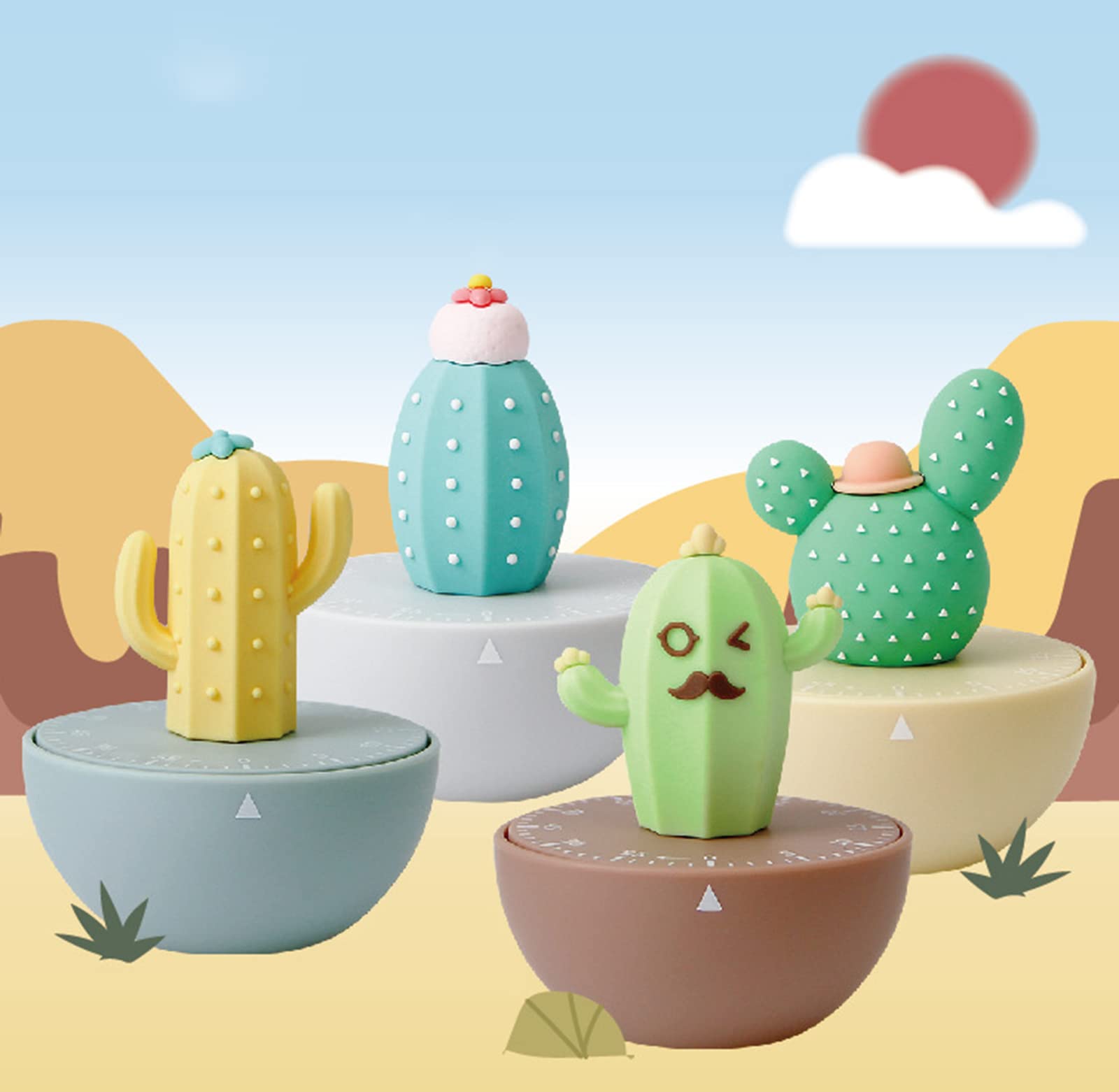 Ranvi Cute Cactus Shaped Time Manager 60 Minutes Mechanical Timer Kitchen Cooking Timer(Blue)