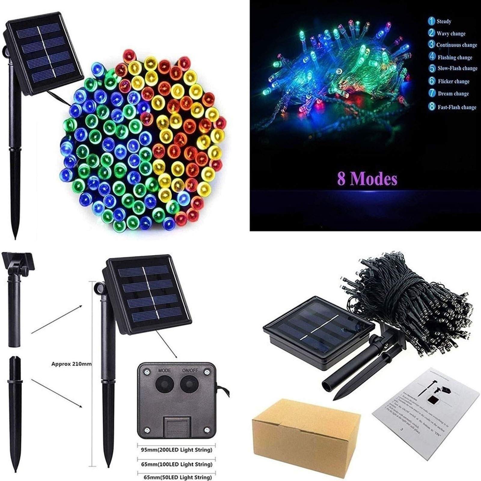 LIUPENGWEI 8Modes Solar Power Fairy String Lights Outdoor Decorative Light Waterproof IP65 with Light for Garden Home Wedding Party Christmas Halloween Decoration Lights String Garden Ghost Light