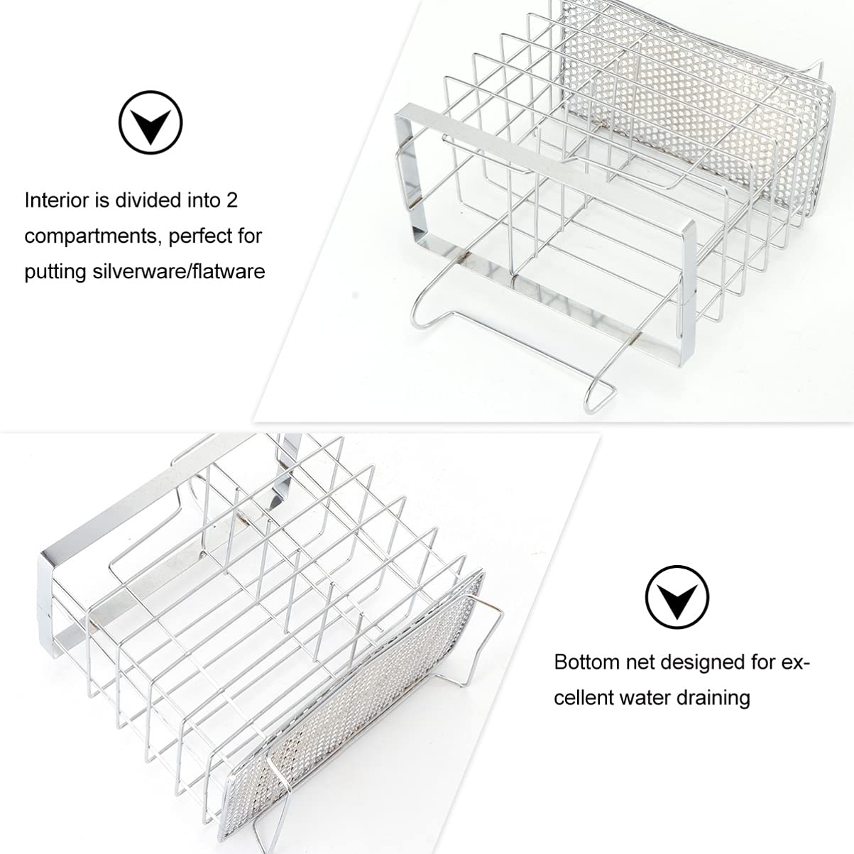 OSALADI Dish Drying Rack Stainless Steel Kitchen Utensil Holder Square Kitchen Caddy Sink Organizer Chopsticks Holder Hanging Kitchen Utensil Organizer Wire Storage Holder