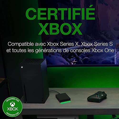 Seagate Game Drive for Xbox 4TB External Hard Drive Portable HDD - USB 3.2 Gen 1, Black with built-in green LED bar , Xbox Certified, 3 year Rescue Services (STKX4000402)