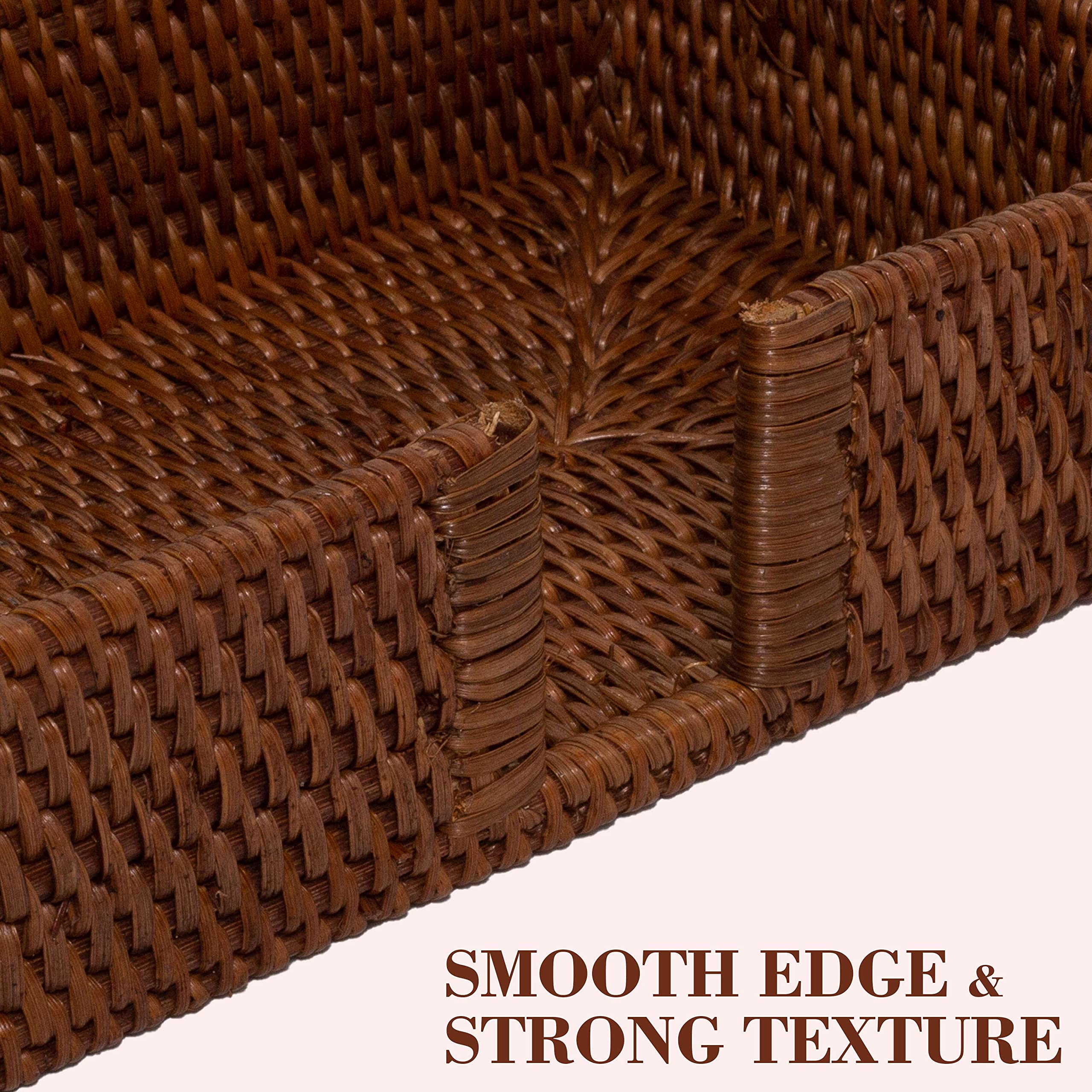Rattan Guest Towel Holder For Bathroom Towel Caddy Rectangular Napkin Tray Wicker Toilet Tank Basket Dark Brown 9.4 x 5.9 x 2.4 inches Tissue Paper Hand Towels Storage Luncheon Kitchen Countertop