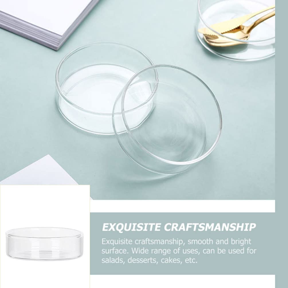 OSALADI Mini Glass Bowls Prep Serving Candy Dishes Cake Plate Ice Cream Cup Reptile Feeding Dish Tray for Kitchen Dessert Dips Sauces Condiments, Transparent, 8.8X8.8X2.6CM, UFU5211T25E17V