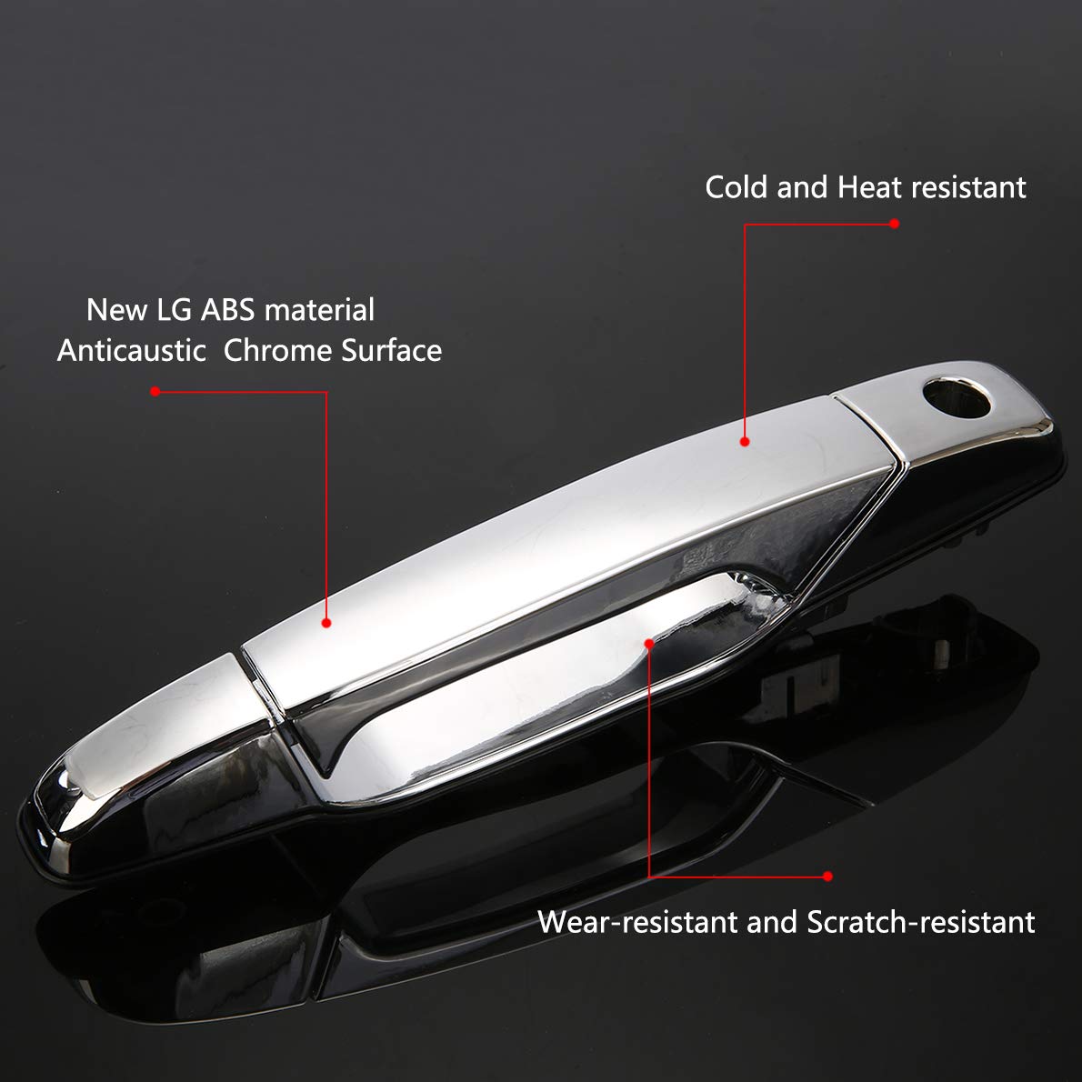 LEIMO KPARTS Exterior Chrome Door Handle Front Driver Passenger Side， Replacement for 2007-2013 Chevy Silverado Suburban Tahoe Avalanche, GMC Sierra Yukon, Cadillac Escalade | Replaces# 80546，80545