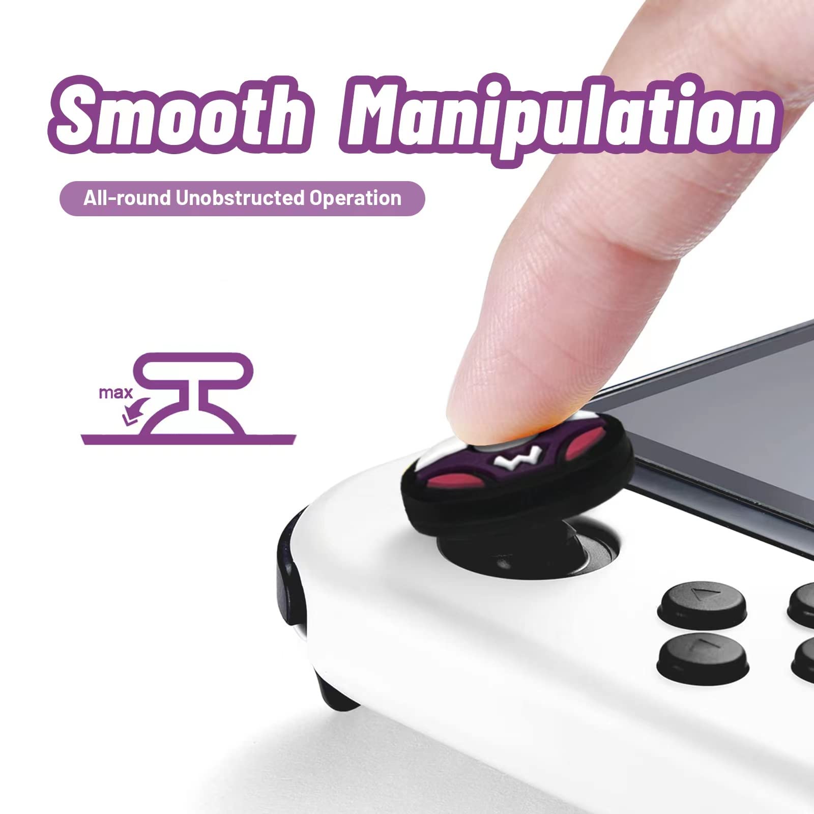 Silicone Joycon Thumb Grip Caps, Joystick Cover Compatible with Nintendo Switch/OLED/Switch Lite,4PCS(White+Gray+Purple+Blue)