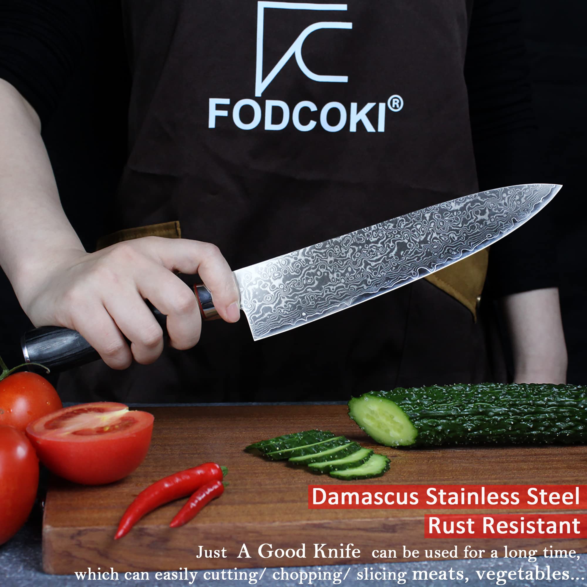Receive Both-8" Damascus Gyuto Knife and 8" Damascus Kitchen Knife