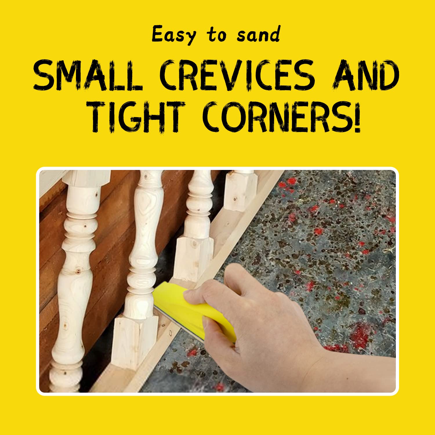 POLIWELL Micro Sander Kit 3.5β x 1β Mini Sander for Small Projects, Detail Handle Sanding Tools + Sandpaper 80 120 180 240 400 Grit for DIY Crafts Wood Finishing Tight Narrow Spaces Polishing, 50 PCS