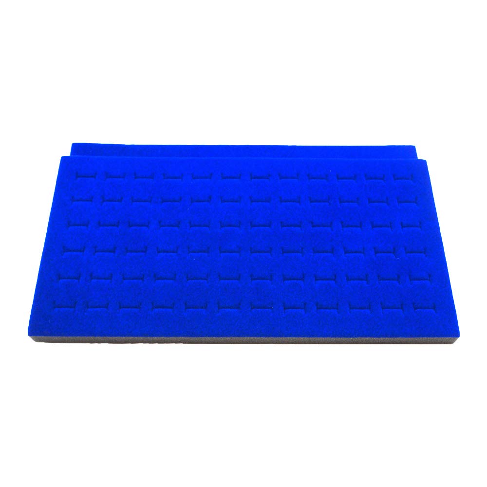 N'icePackaging 2 Qty USA Deluxe Egyptian Blue 72 Ring Foam Insert Display - For Trays/Jewelry Cases - Full Size 14 1/4" x 7 3/4" x 5/8"
