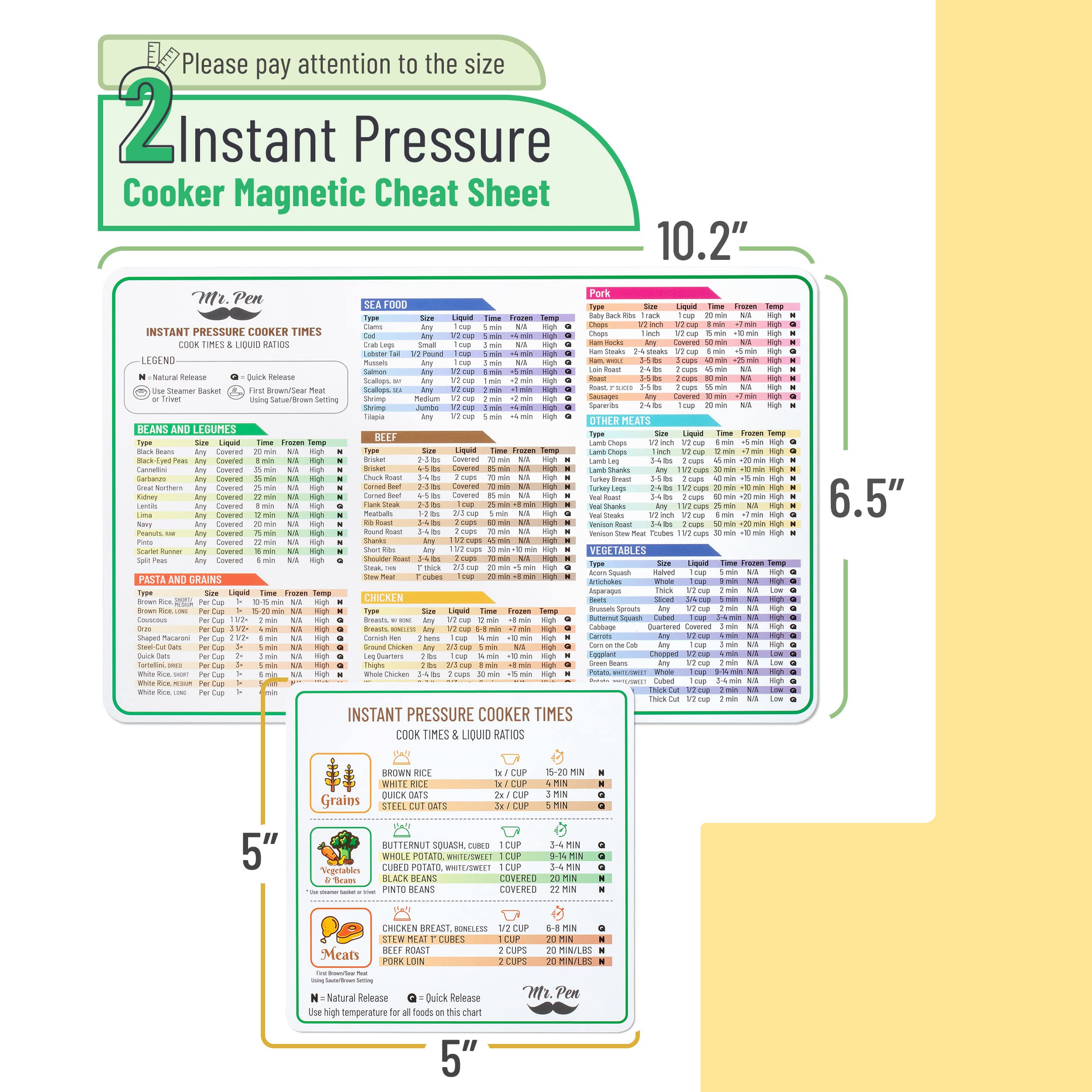 Mr. Pen- Pressure Cooker Cheat Sheet Magnet Set, Instant Pressure Cooker Times, Magnetic Pressure Cooker Cheat Sheet, Instant Cheat Sheet, Cheat Sheet Magnets, Magnet Cheat Sheet