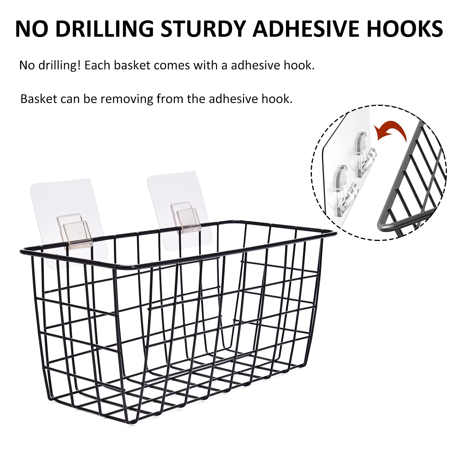 Panghuhu88 4Pcs Wall Wire Baskets Baskets Storage Baskets Hanging Wire Basket Cabinet Door Storage Metal Wall-Mounted Containers Metal Freezer Organizer bins For Kitchen,Pantry,Shelf