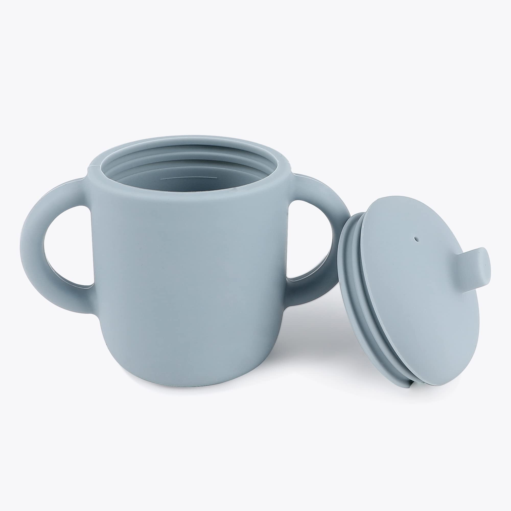Silicone Sippy Cup,6 Months +,Easy to Clean Toddler Straw Cup for Baby,Trainer Cup BPA-Free,Safe Use for Freezer,Dishwasher and Microwave (smoke heavy blue)