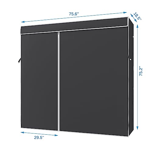 VIPEK Garment Rack Cover for V6, Large Size Dustproof Clothes Cover Oxford Fabric Clothing Rack Covers with Zipper, 75.6" L X 18.5" W X 75.2" H, Black