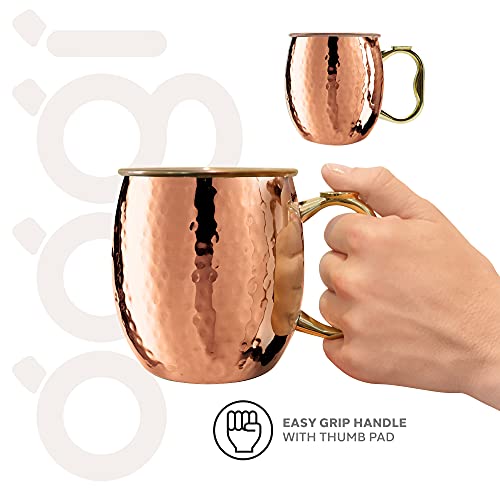 Oggi Moscow Hammered Copper Plated Mule Mug with EZ-Grip Handle, 20-Ounce, (9006)