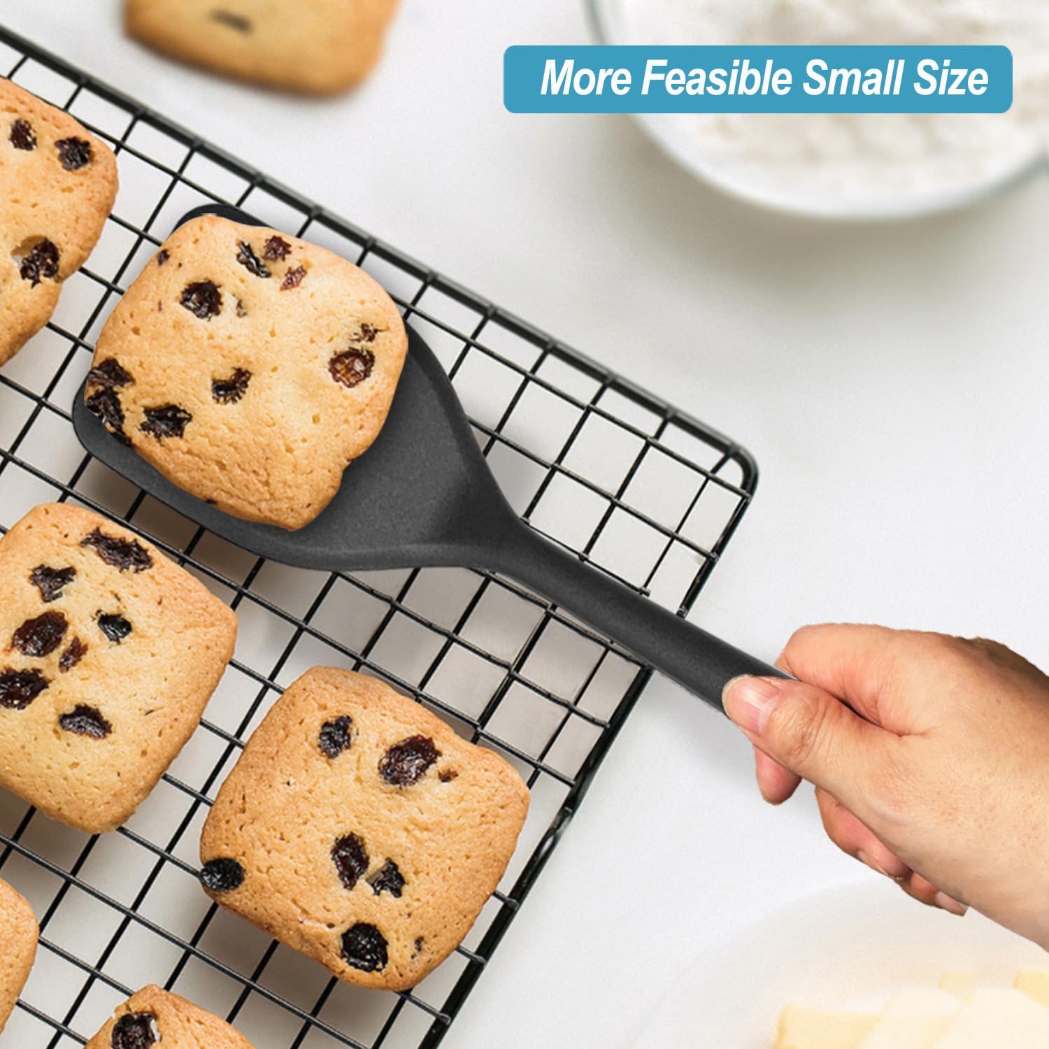 Silicone Spatula Turner Set, High Heat Resistant Spatulas with Seamless One Piece Design, Nonstick Rubber Flippers Utensils for Baking & Cooking,BPA-Free, Black,11 IN