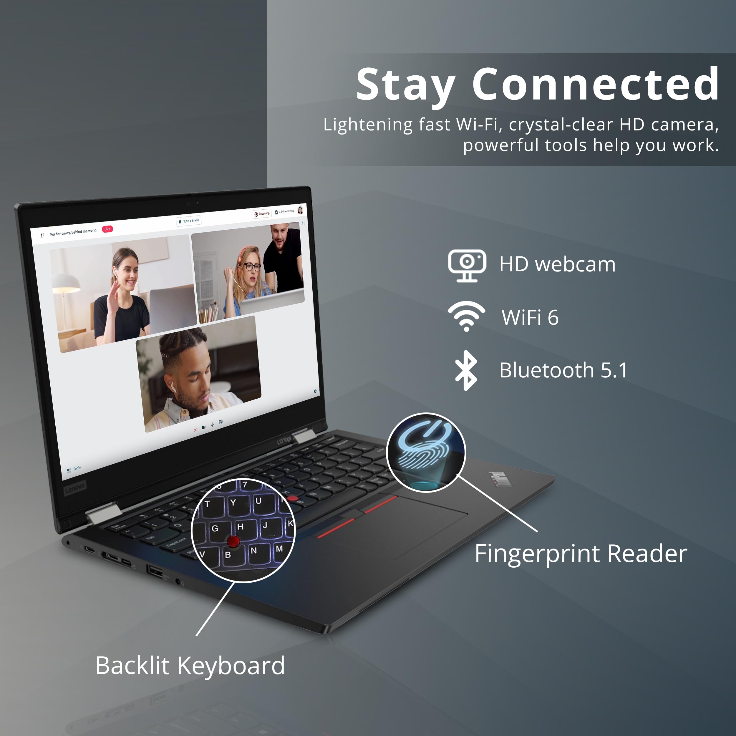 Lenovo ThinkPad L13 Yoga 2-in-1 13.3" FHD Touchscreen Laptop, Intel i5-1145G7, 16GB RAM, 2TB SSD, Intel Iris Xe Graphics, Fingerprint Reader, Backlit Keyboard, Win 11 Pro, Black, 32GB USB Card