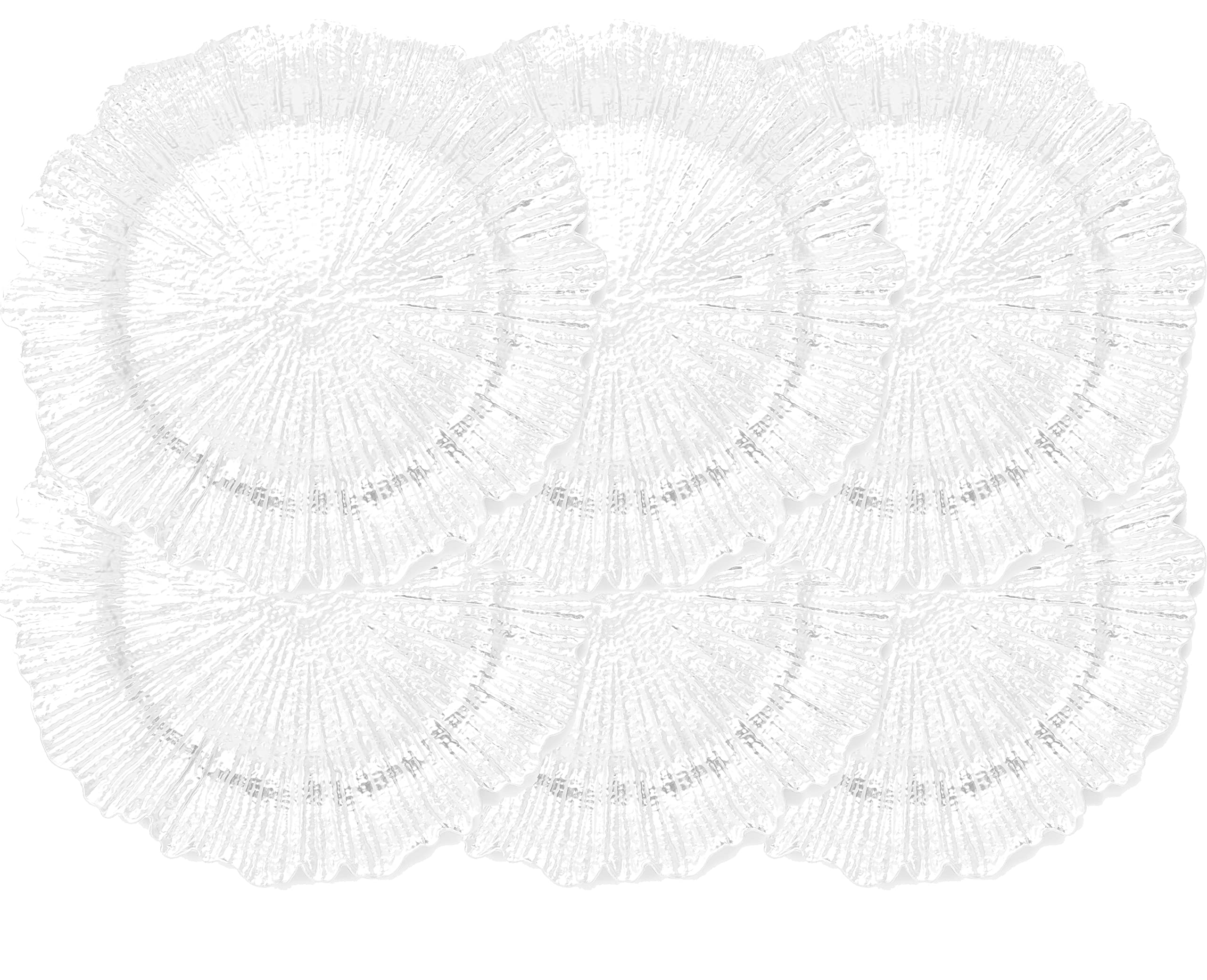 Ms Lovely Plastic Reef Charger Plates Glossy Finish - Set of 6 - Thick and Reusable - White