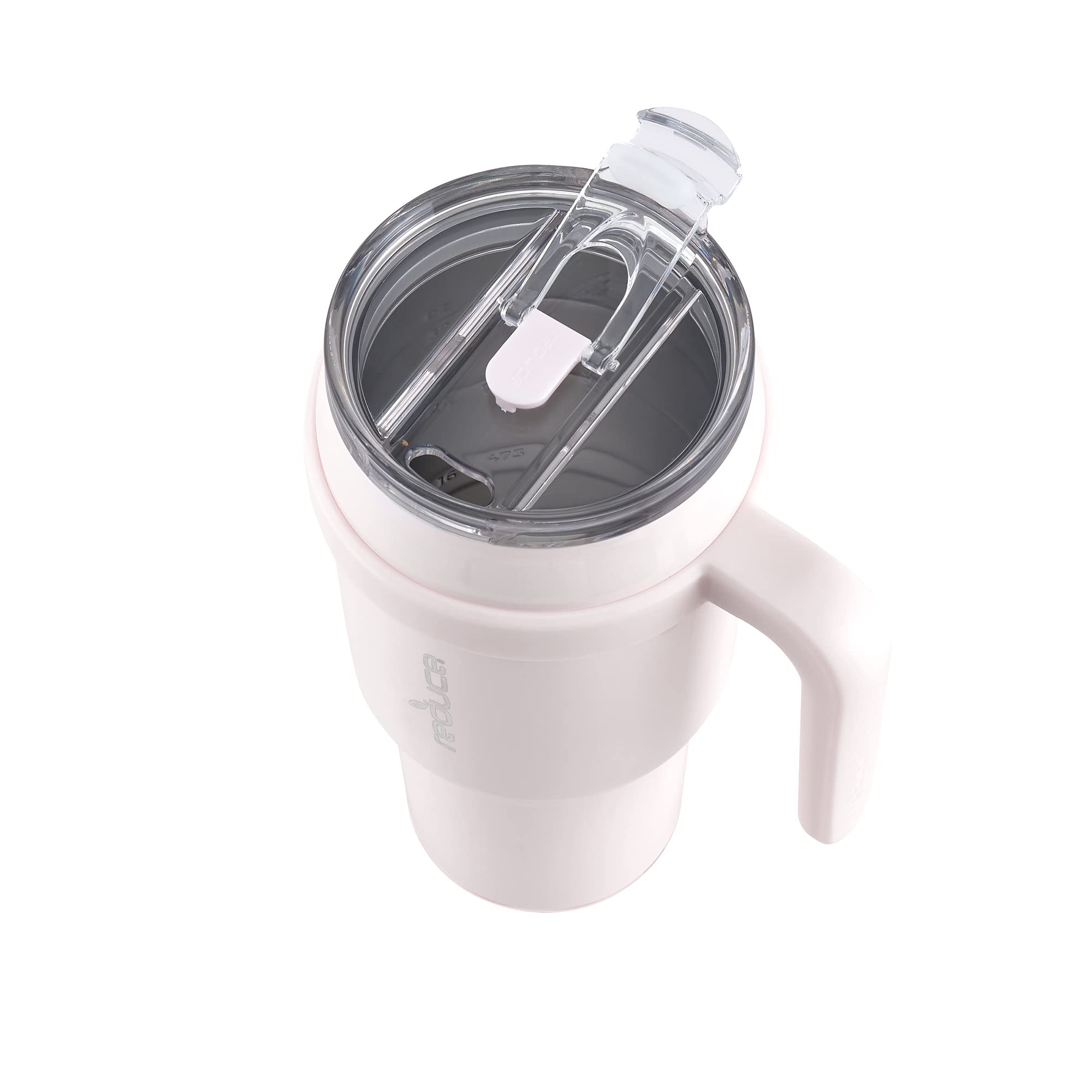 REDUCE Cold1 40 oz Tumbler with Handle - Vacuum Insulated Stainless Steel Water Bottle for Home, Office or Car, Reusable Mug with Straw or Leakproof Flip Lid, Keeps Drinks Cold All Day- Gloss Cotton