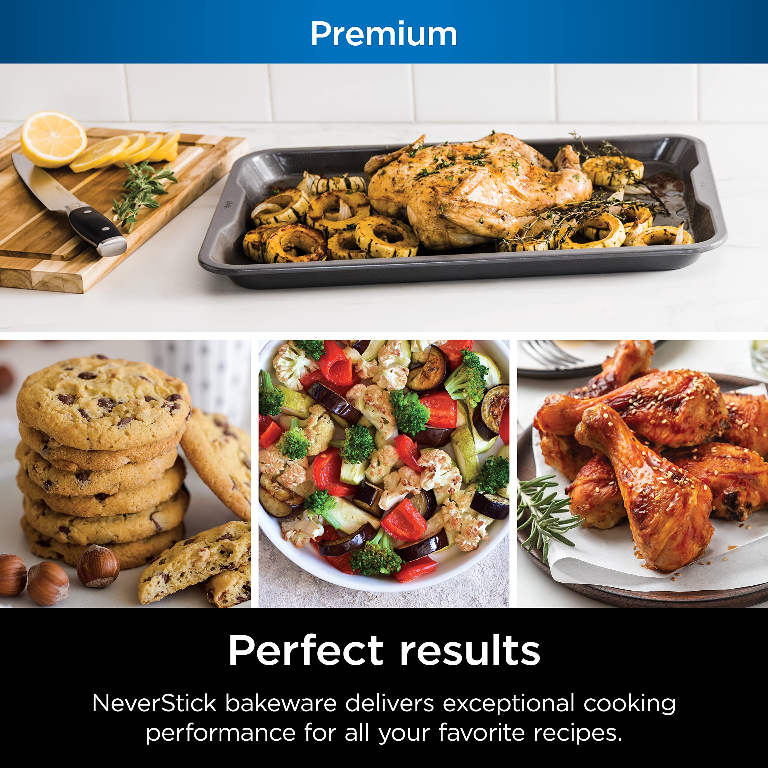 Ninja B30017 Foodi NeverStick Premium 11 inch x 17 inch Baking Sheet, Nonstick, Oven Safe up to 500⁰F, Dishwasher Safe, Grey