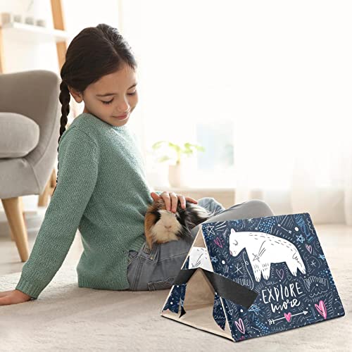 Y-DSIWX Guinea Pig Hideout House Bed, Cute Polar Bear Rabbit Cave, Squirrel Chinchilla Hamster Hedgehog Nest Cage