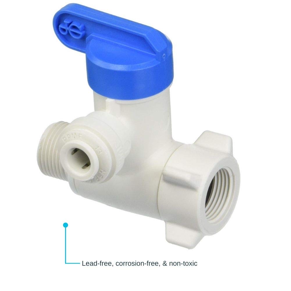 John Guest 3/8 x 3/8 x 3/8 Inch Angle Stop Adapter Valve, Push to Connect Plastic Plumbing Fitting, PASVPP2