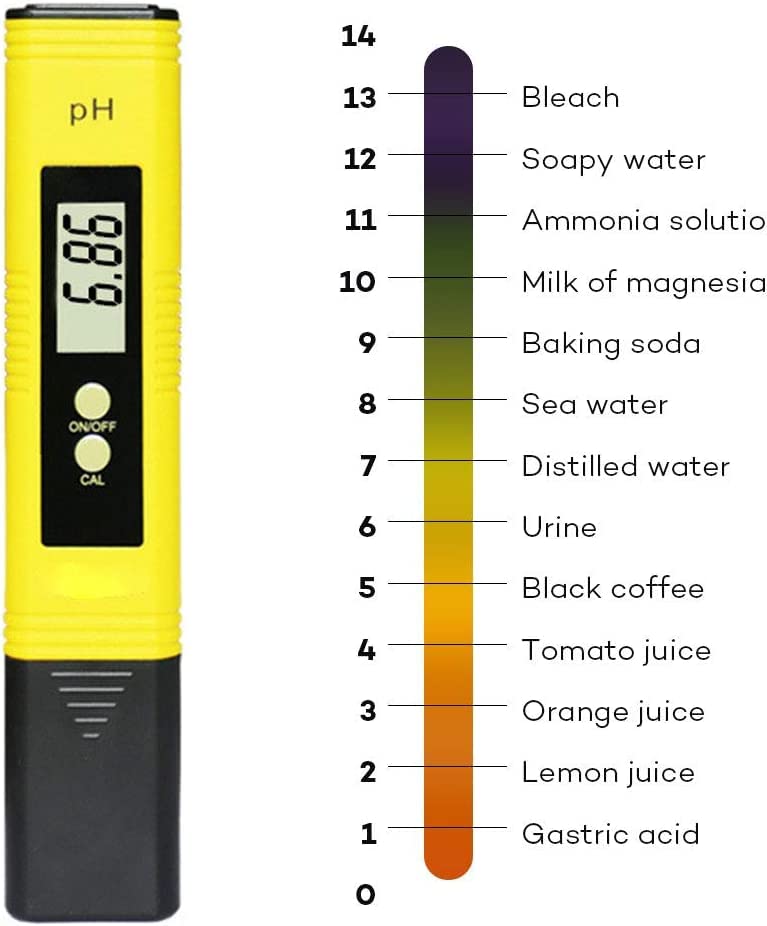 PH Meter - 0-14 PH Measurement Range PH Tester,Digital PH Meter Suitable for Accurate Testing of Drinking Water, Aquariums, Swimming Pools, Hydroponics (Yellow)
