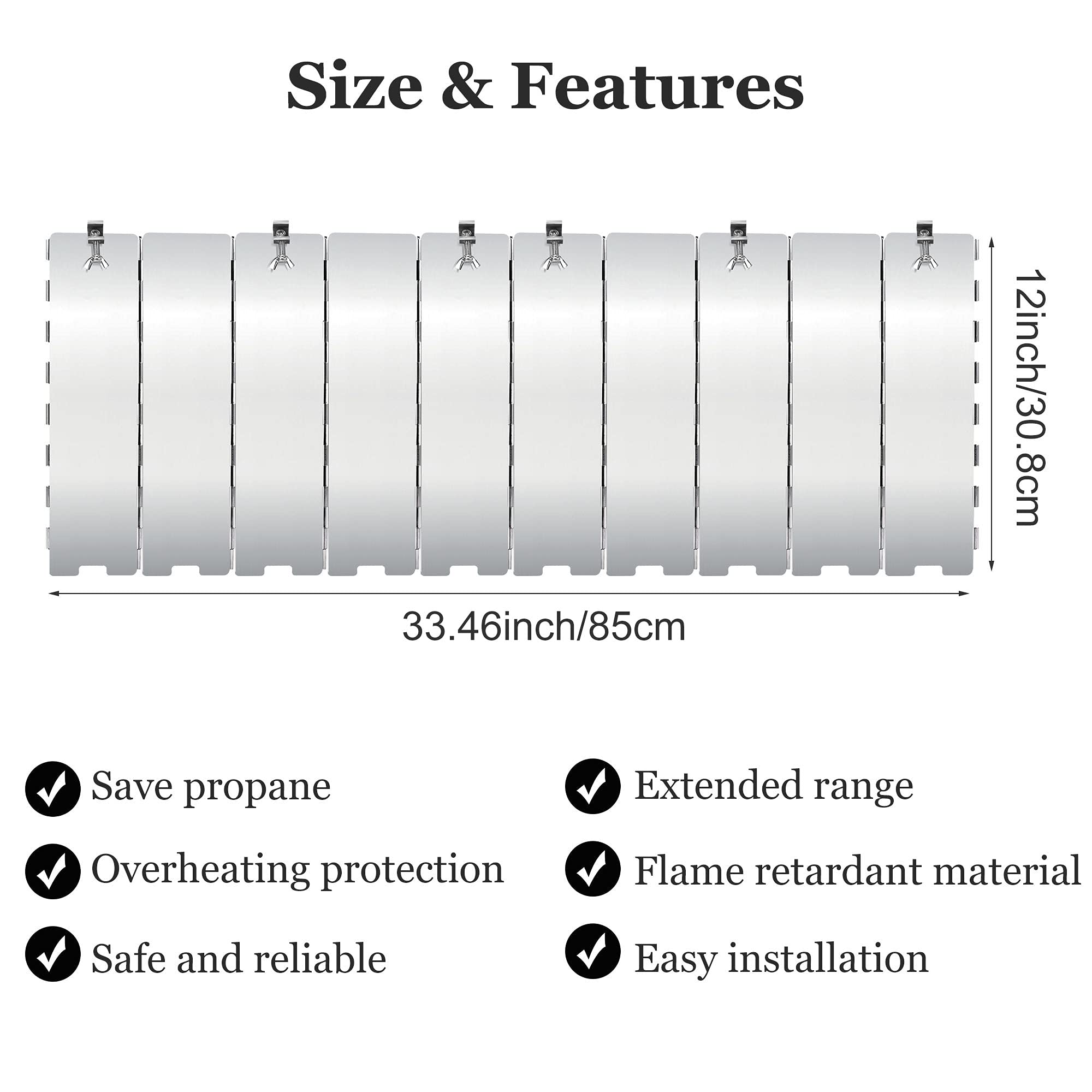 Patio Heater Reflector Shield, Upgraded 12" Height Heat Focusing Reflector for Round Natural Gas and Propane Patio Heaters - for Extra Heat Reflecting Power(10 Panels)