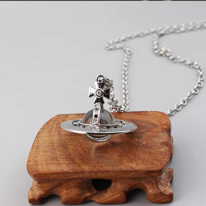 Saturn Necklace for Women 20 Inch Sky Star Saturn Pendant Single Layered Necklaces for Girls