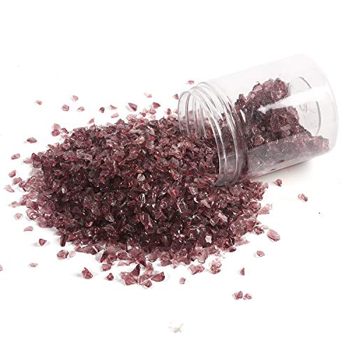 Shiny Stone High Luster Reflective Fire Glass Gravel,Fire Gems,Fire Drops,Fire Glass Pebbles Stones Beads Chips for Fire Pit Fish Tank Aquarium Garden,3-6mm 305g/0.67lb (Grape)