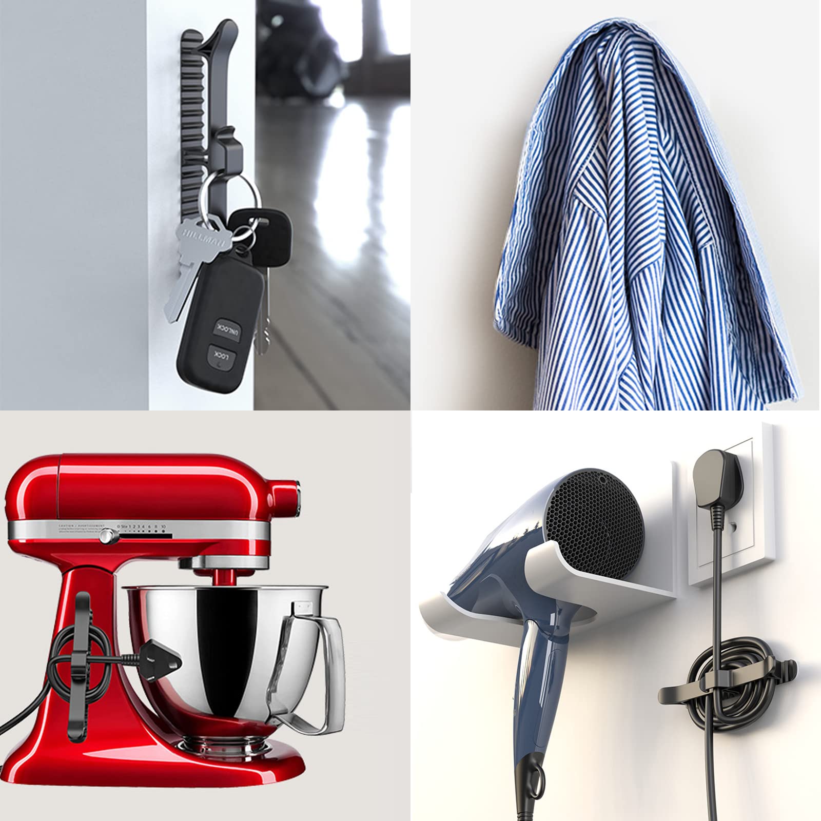 NKTDWO 3PCS Cord Organizer for Kitchen Appliances, Wire Organizer for Home Appliances Cord Keeper Wrapper Stick on Mixer, Coffee Maker, Pressure Cooker, Air Fryer (Mix)