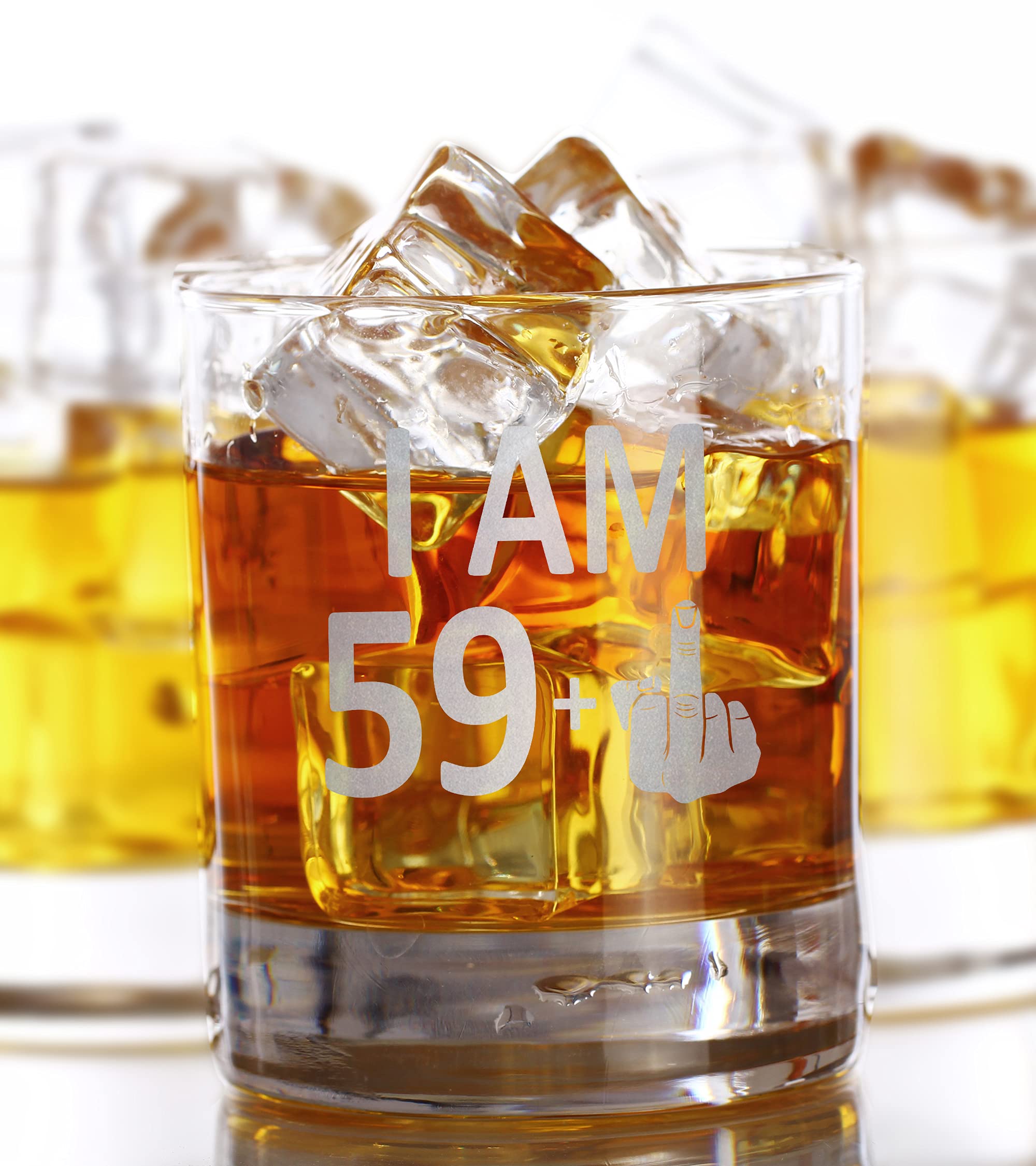 Promotion & Beyond I AM 59 PLUS 1 Whiskey Glass - Funny Sarcastic Finger 60th Birthday Gift