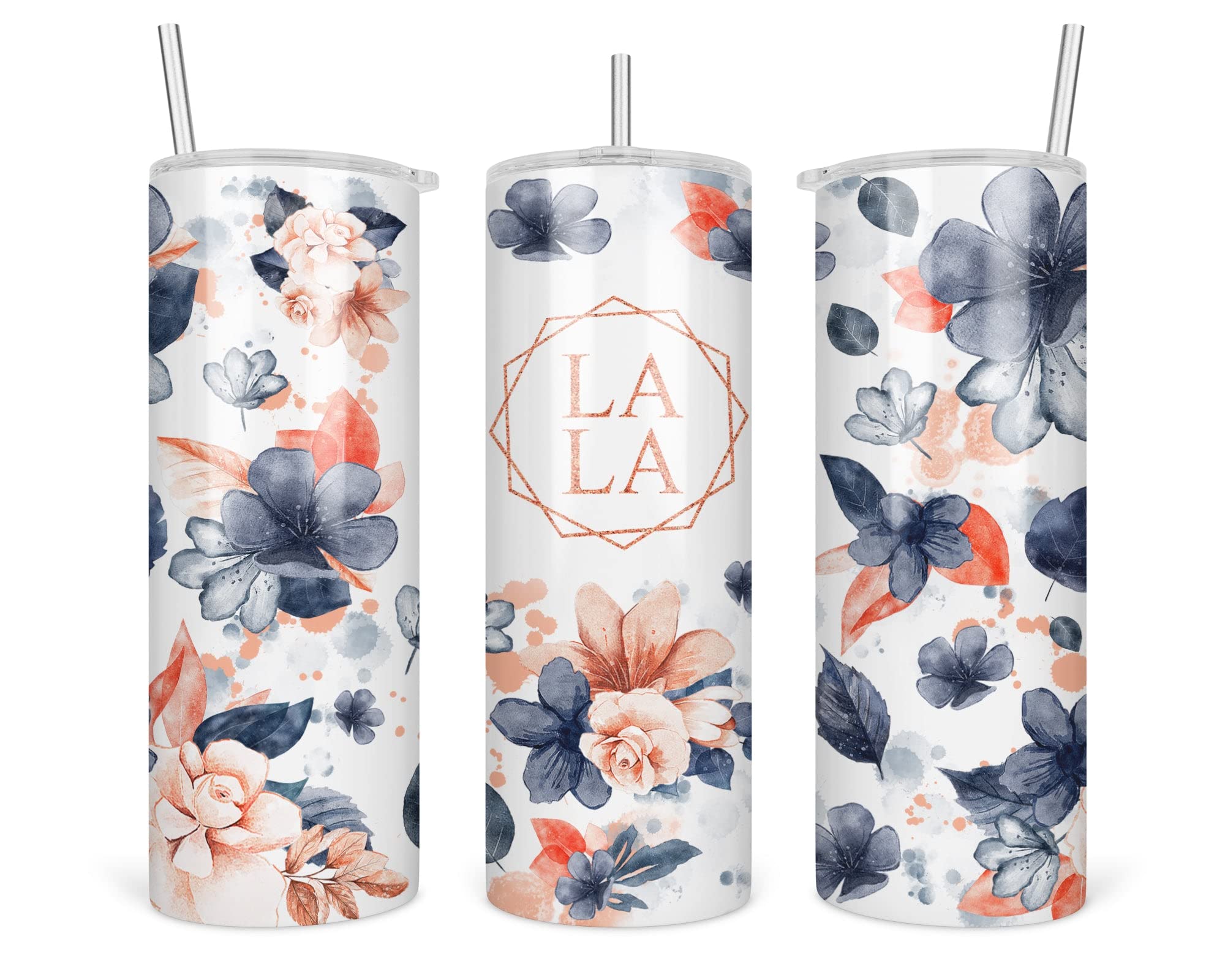NMPassion Tumbler For Mother's Day - Best Tumbler - Birthday Gift - NMPassion Floral Travel Cup - Watercolor Florals 20 Oz Skinny Tumbler Floral Flowers - Stainless Steel Insulated Cup White