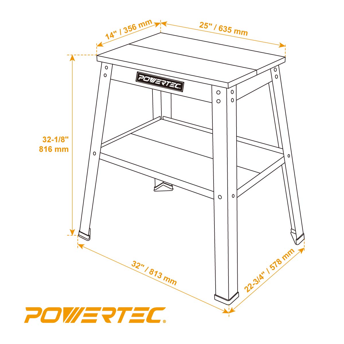 POWERTEC Universal Tool Stand with MDF Split Top and WEN Bench Grinder Stand with Water Pot