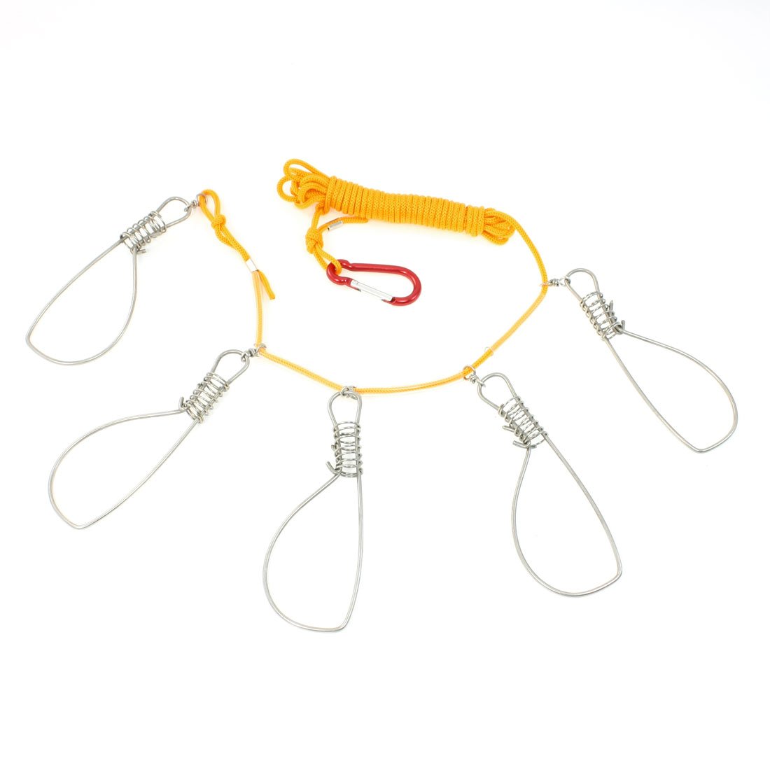 Qtqgoitem Metal Fishing Lobster Clip Ended 5 String Snaps Fish Stringer 3.6M Yellow (model: 2d7 da4 389 d38 f47)