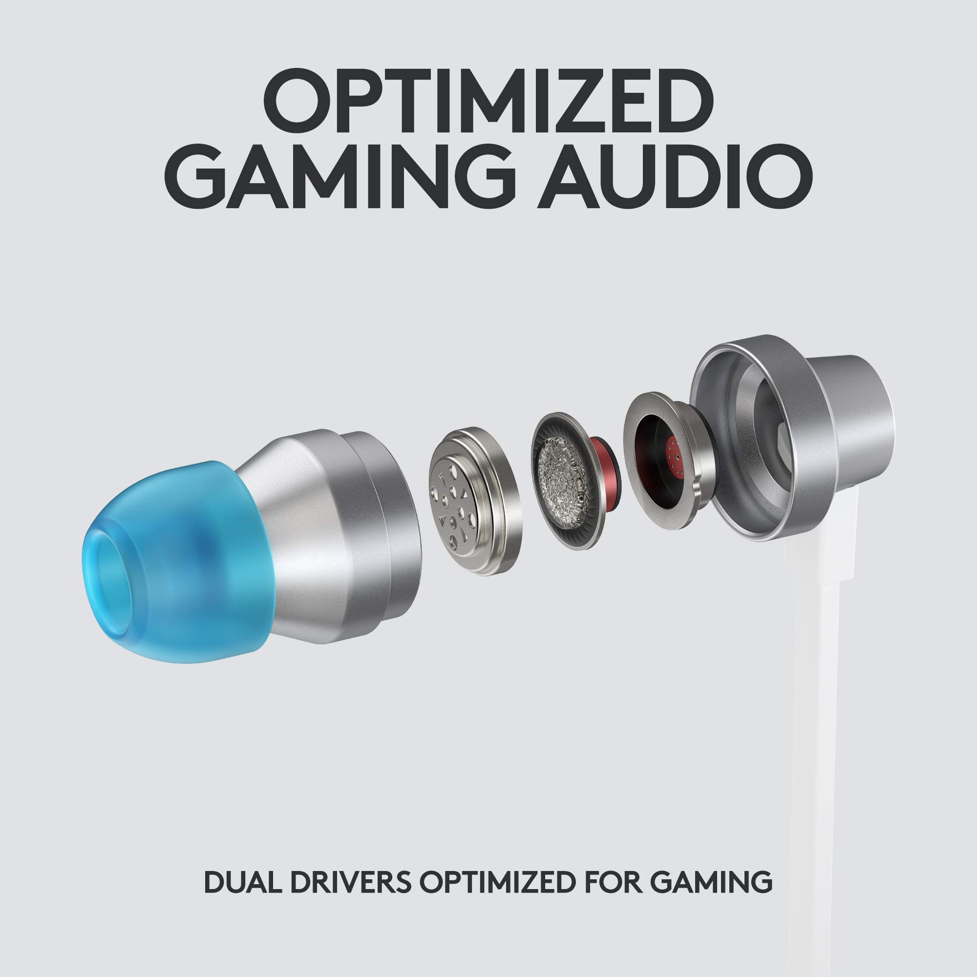 Logitech G333 VR Earphones for Oculus Quest 2 - Oculus Ready - Custom-length Cable and Straps - Dual Driver Audio Designed for Gaming - Durable Aluminum Housing - Low-Latency 3.5 mm Aux