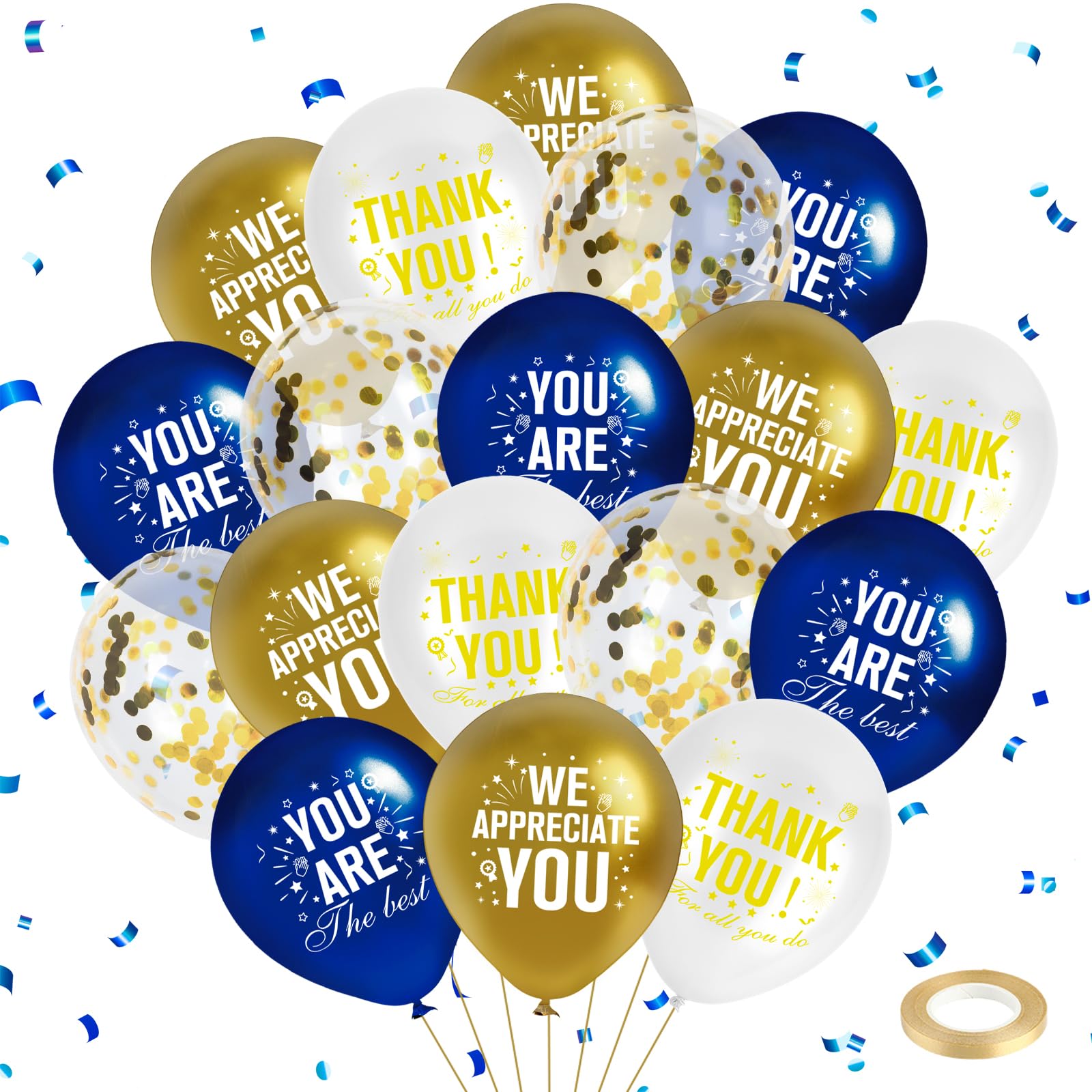 Thank You Balloons We Appreciate You Decorations Blue and Gold Employee Appreciation Balloons Decorations Employee Staff Appreciation Gifts Thank You for All You Do Balloons for Staff Teacher Nurse
