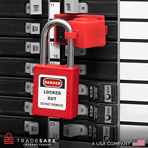 TRADESAFE Lockout Tagout Locks Set - 10 Red Loto Locks, Lockout Locks Keyed Different, 1 Key Per Lock, OSHA Compliant Lock Out Tag Out Padlocks, Safety Padlocks for Electrical Lockout Tag Out Kits