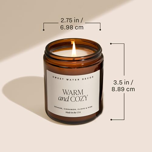 Sweet Water Decor Cinnamon Roll Candle | Cinnamon, Icing, Buttery Pastry Fall Scented Soy Candles for Home | 9oz Amber Jar, 40 Hour Burn Time, Made in the USA