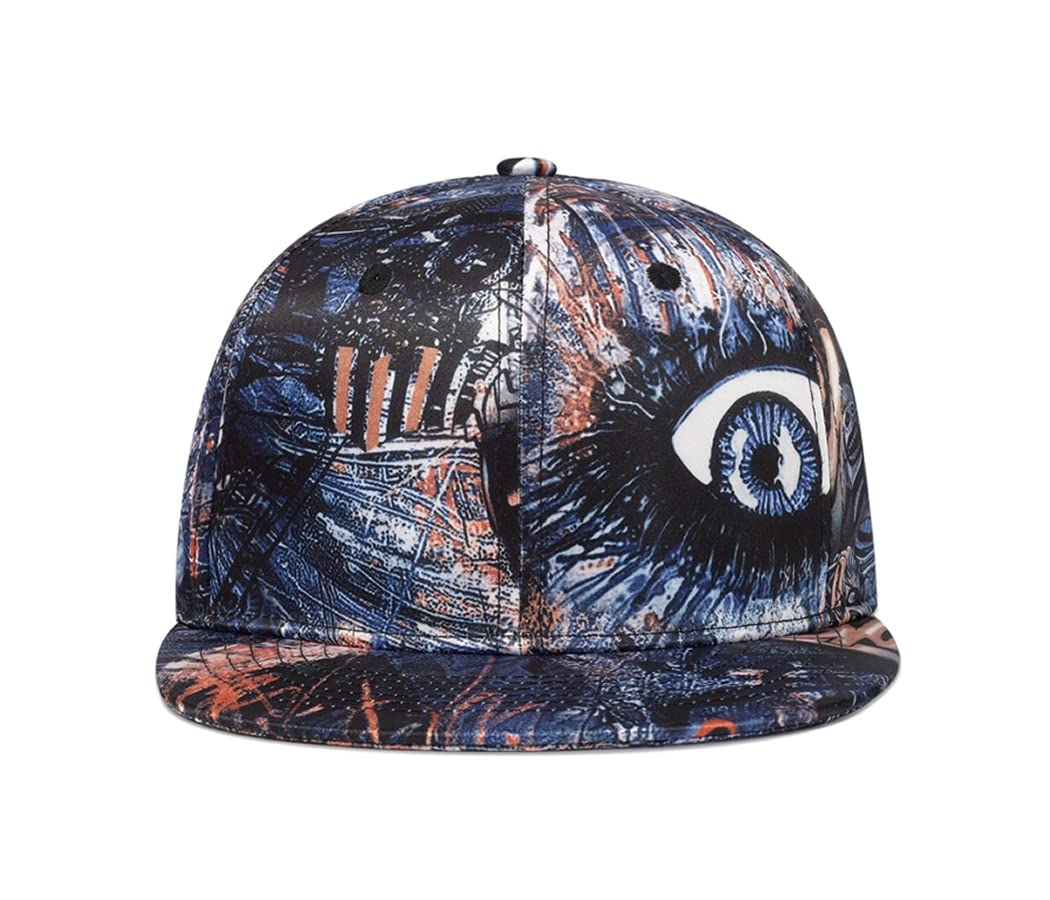 Quanhaigou Colorful Graffiti Snapback Hats for Men Women, Abstract Printed Sun Baseball Cap Flat Bill Youth Hip Hop Caps