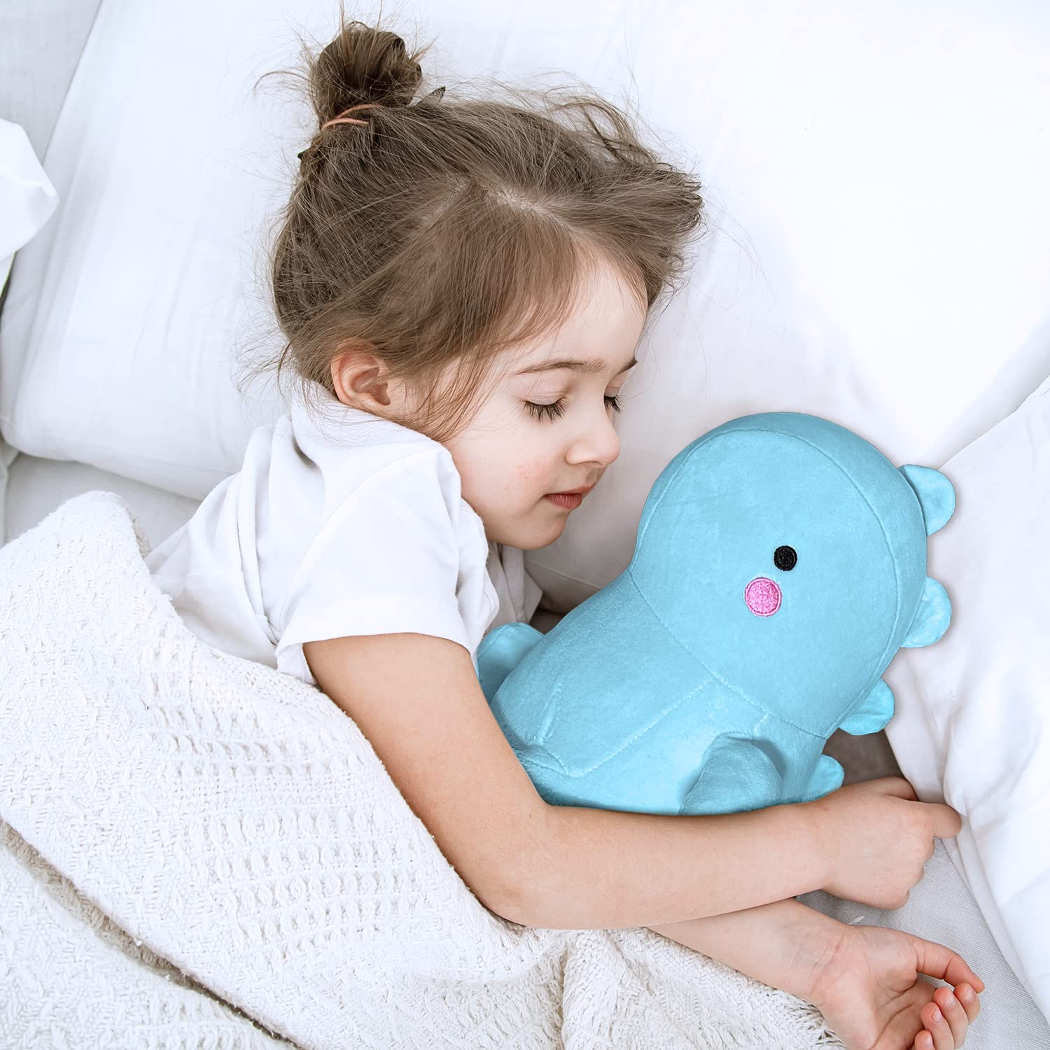 QUANTO 3lb Weighted Stuffed Animals. 12” Dinosaur Plush. Throw Pillow Plush Toys. Blue Stuffed Animal