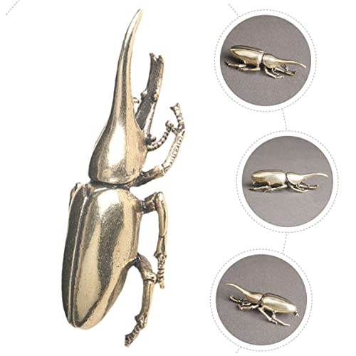 VOSAREA 2pcs Brass Ornament Beetle Model Garden Art Copper Figurines Brass Decor Brass Animal Ornament Coraline Decor feng Shui Statue Brass Statue Statues Table Decoration Delicate
