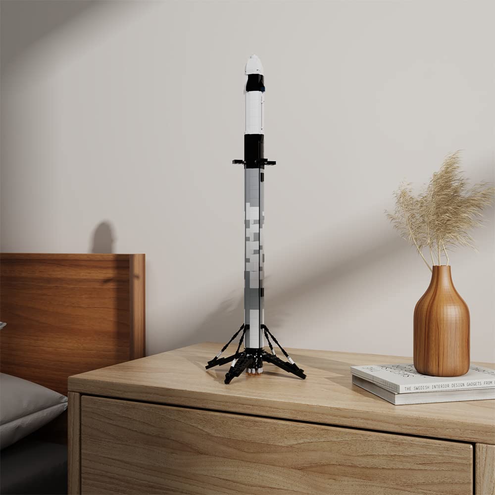 Sayotoo Space Launch System Ultimate Falcon 9 Rocket Building Kit, 860 Pieces Launch Vehicle Falcon 9 Building Set, Falcon 9 Model Building Blocks Toys, Education Outer Space Rocket for Kids Adults