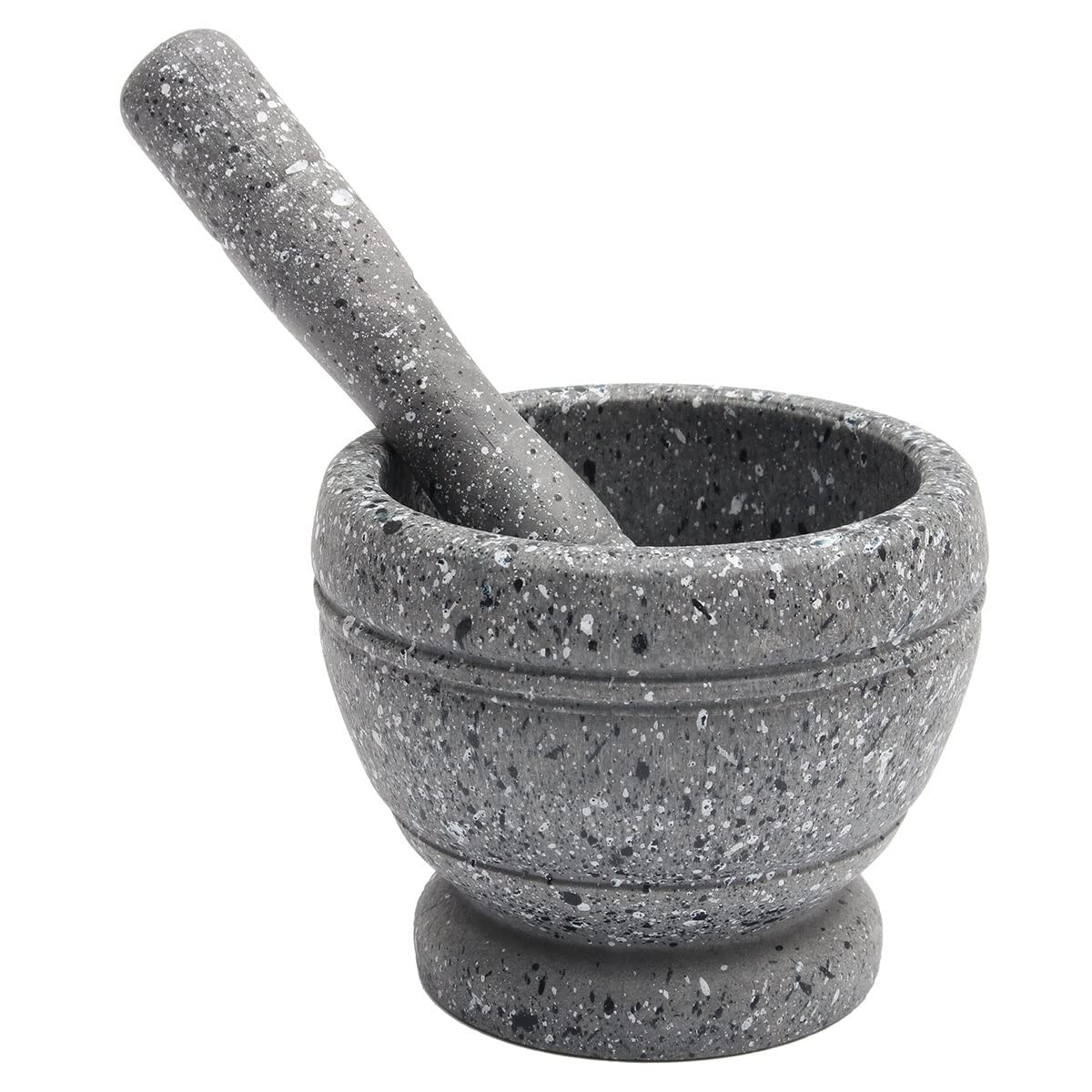Resin Pestle & Mortar Set Garlic Herb Spice Mixing Grinder Crusher Kitchen Bowl Smashing Tools-Wood Grain