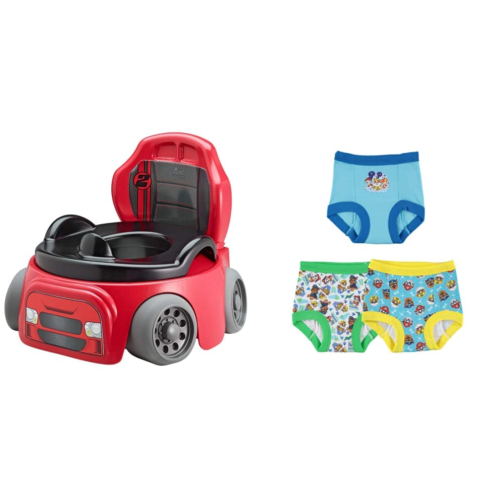 The First Years Training Wheels Racer Potty System | Easy to Clean and Easy to Use Potty Training Seat & Nickelodeon Boys' Toddler 3-Pack, Assorted Paw Patrol, 2T
