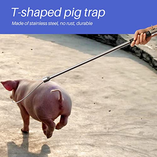 PAULOZYN Stainless Steel Hog Pig Catcher Pole Holder Control Tool Heavy Duty for Dog Pig Animals Swine Livestock
