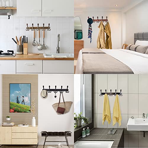 Wall Mounted Coat Rack Hook of 2 Pack, 5 Tri Stainless Steel Heavy Duty Coat Hook Rack for Hanging Coats,Clothes,Jacket,Hats (Silver)